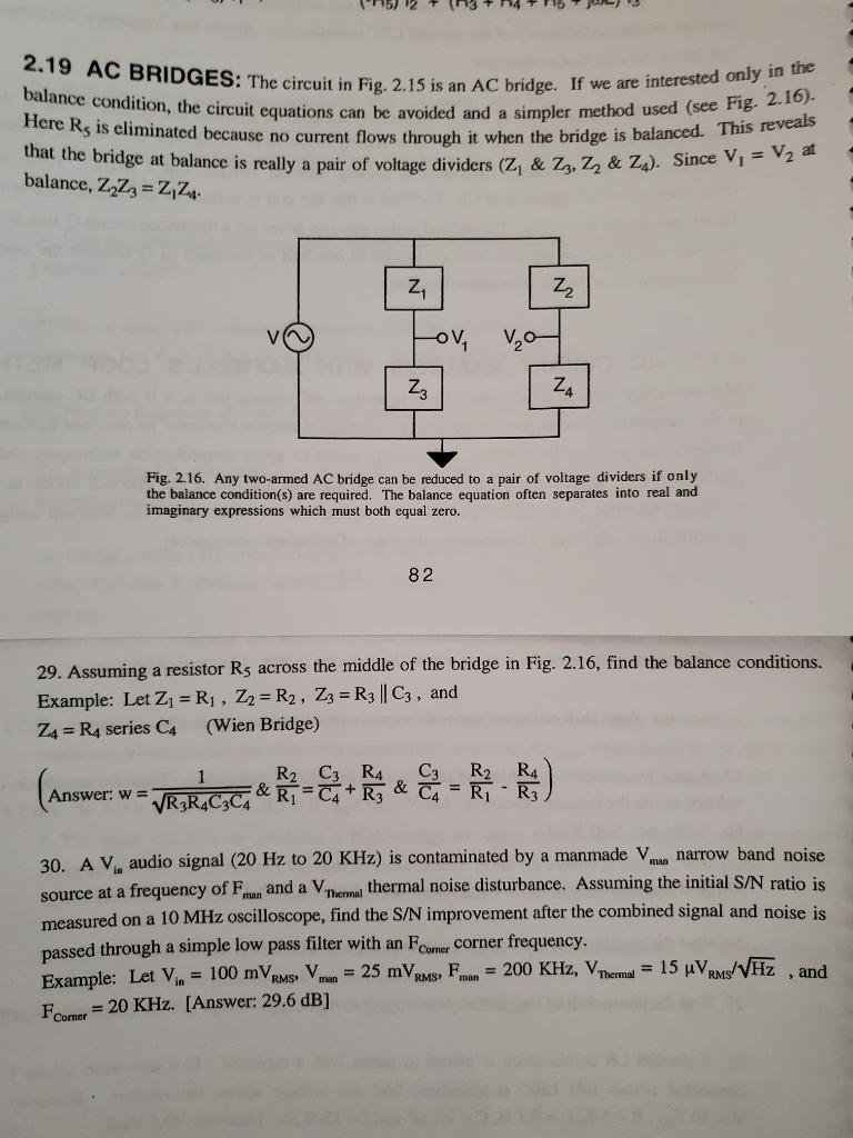 Solved 2.19 AC BRIDGES: The circuit in Fig. 2.15 is an AC | Chegg.com