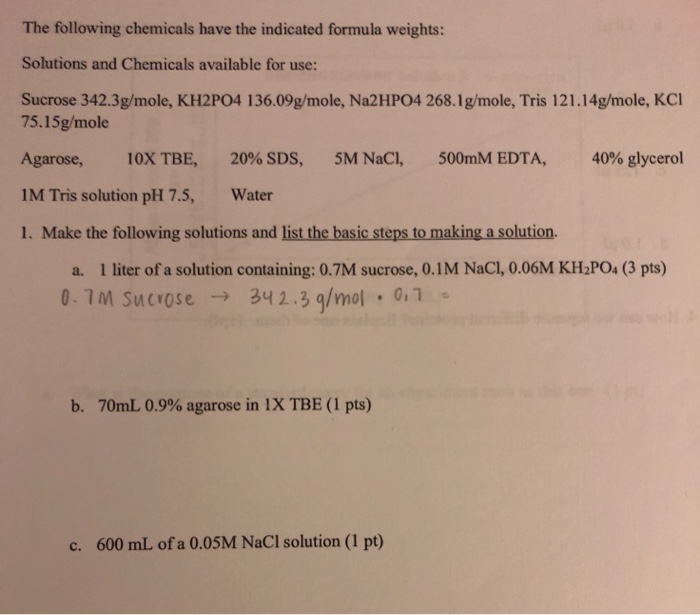 Solved The following chemicals have the indicated formula | Chegg.com
