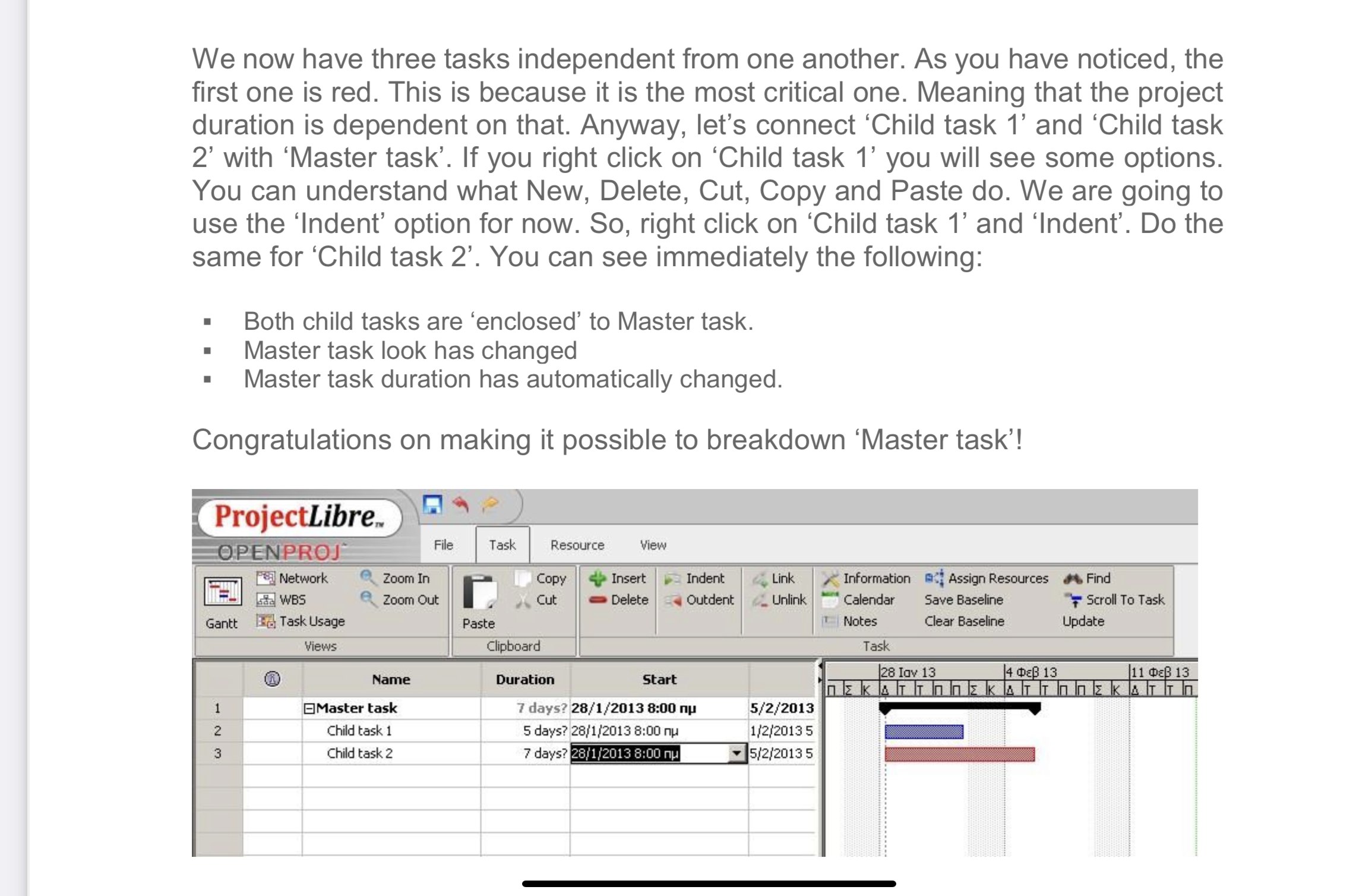 Project Libre Lab 2: Creating a Project Calendar and | Chegg.com