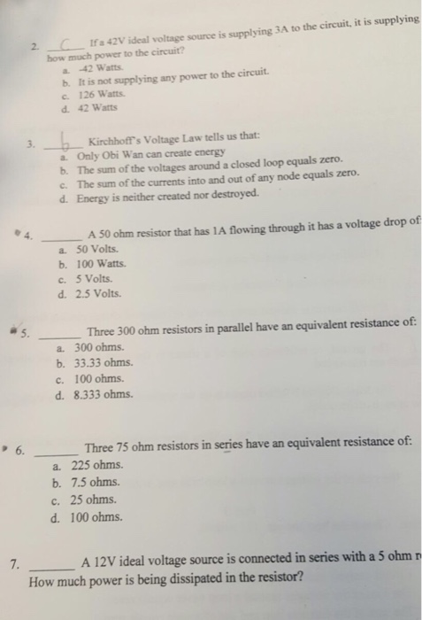 Solved 2. c If a 42v ideal voltage is supplying 3A to the | Chegg.com
