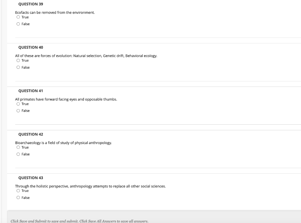 Solved QUESTION 39 Ecofacts can be removed from the | Chegg.com