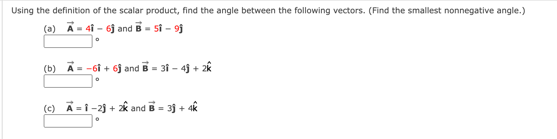 Solved Using the definition of the scalar product, find the | Chegg.com