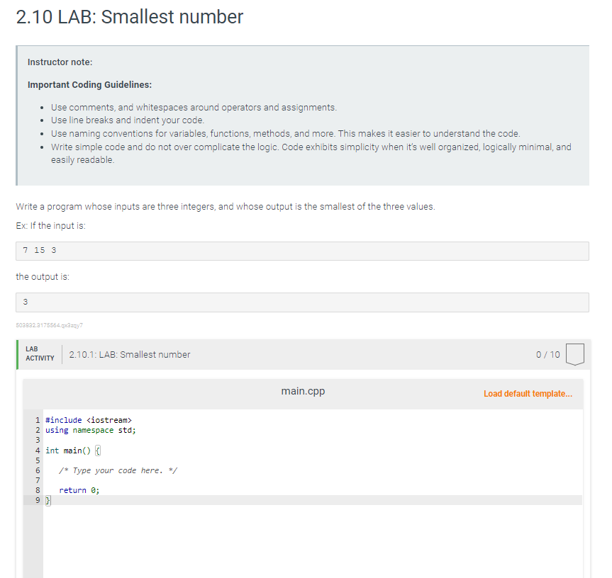 Solved 2 10 Lab Smallest Number Instructor Note Important