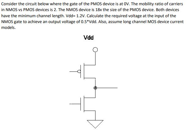 Solved Consider the circuit below where the gate of the PMOS | Chegg.com