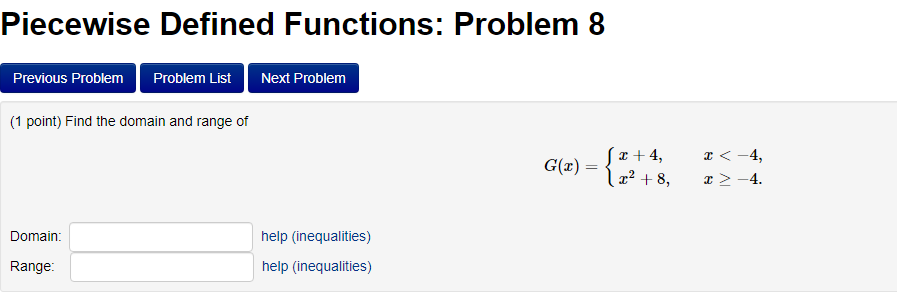 Solved Piecewise Defined Functions: Problem 1 Previous | Chegg.com