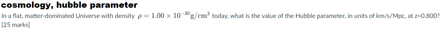 Solved cosmology, hubble parameter In a flat, | Chegg.com