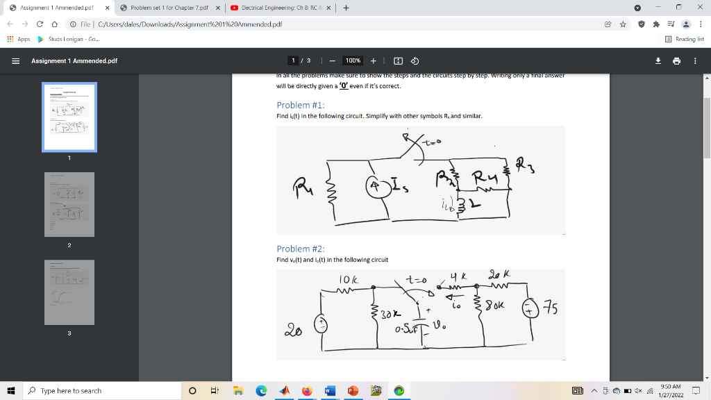 Solved Assignment 1 Ammended.pdf X Problem set 1 for Chapter | Chegg.com