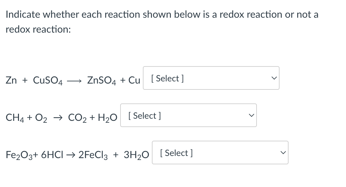Solved Indicate whether each reaction shown below is a redox | Chegg.com