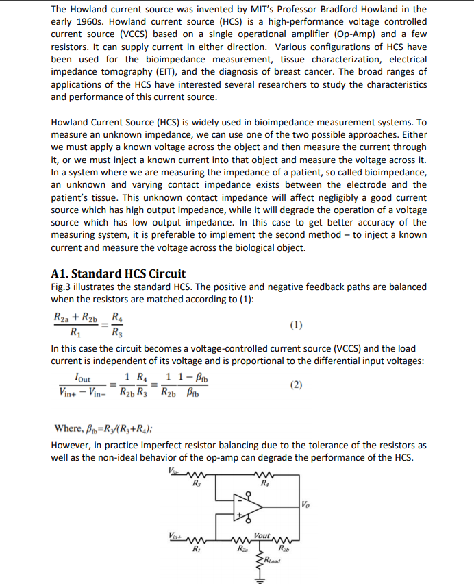 Solved A. Howland Current Source In some applications, we | Chegg.com