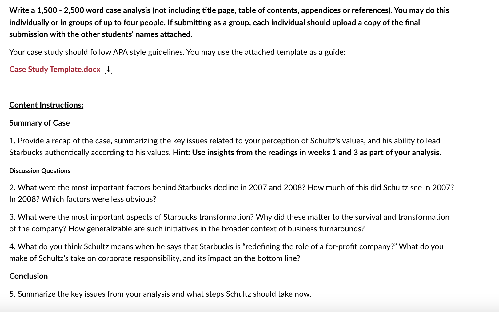 Solved Write a 1,500 - 2,500 word case analysis (not | Chegg.com