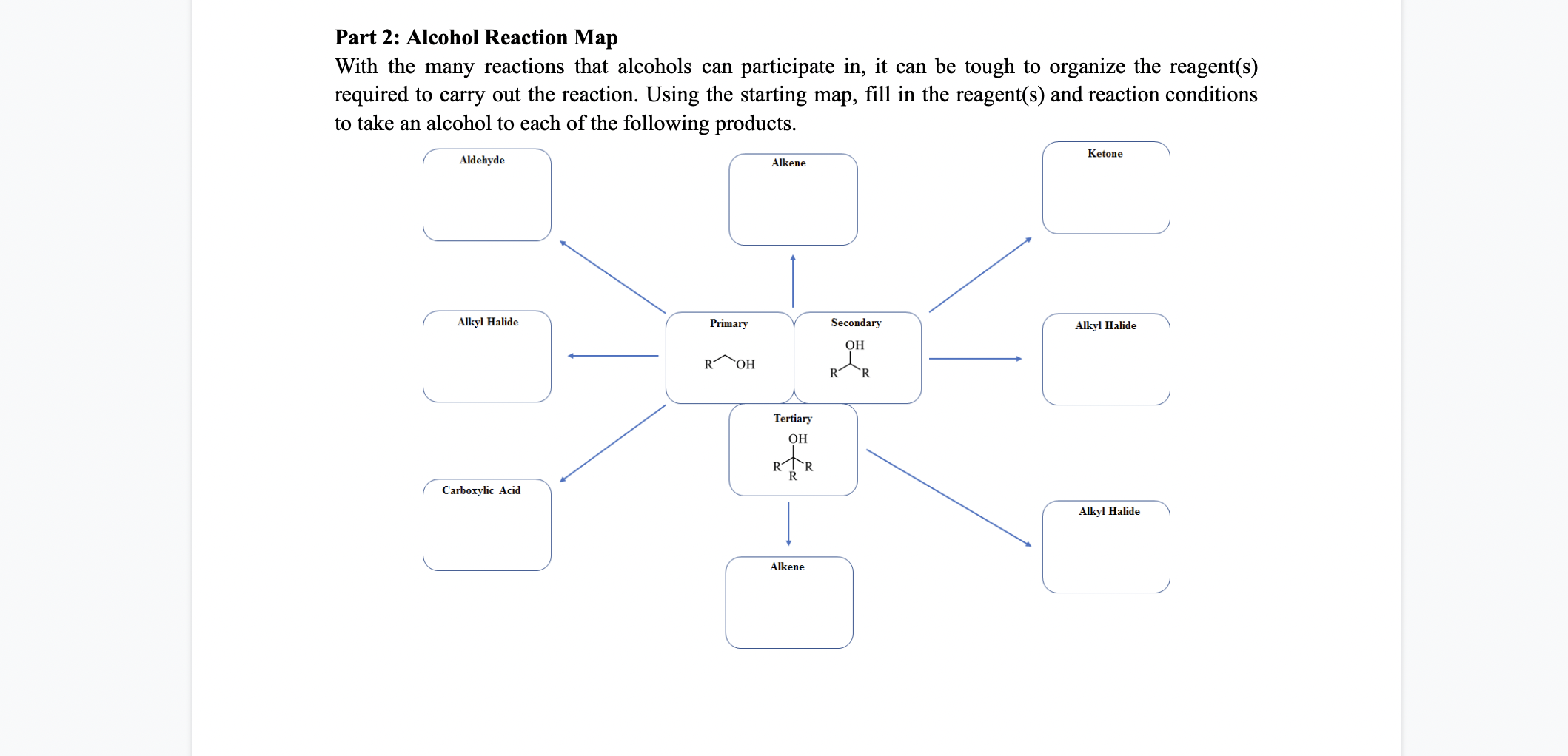 Solved Part 2: Alcohol Reaction Map With the many reactions | Chegg.com