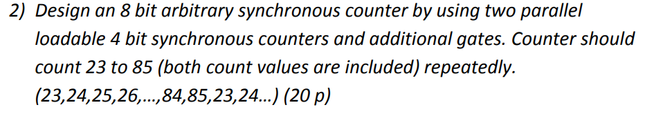 Solved 2) Design an 8 bit arbitrary synchronous counter by | Chegg.com