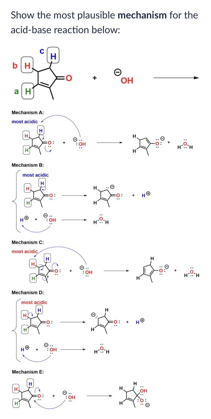 Solved Show the most plausible mechanism for the acid-base | Chegg.com