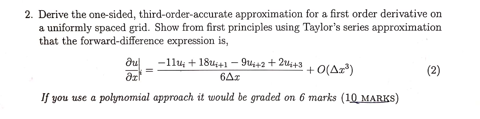 2. Derive the one-sided, third-order-accurate | Chegg.com