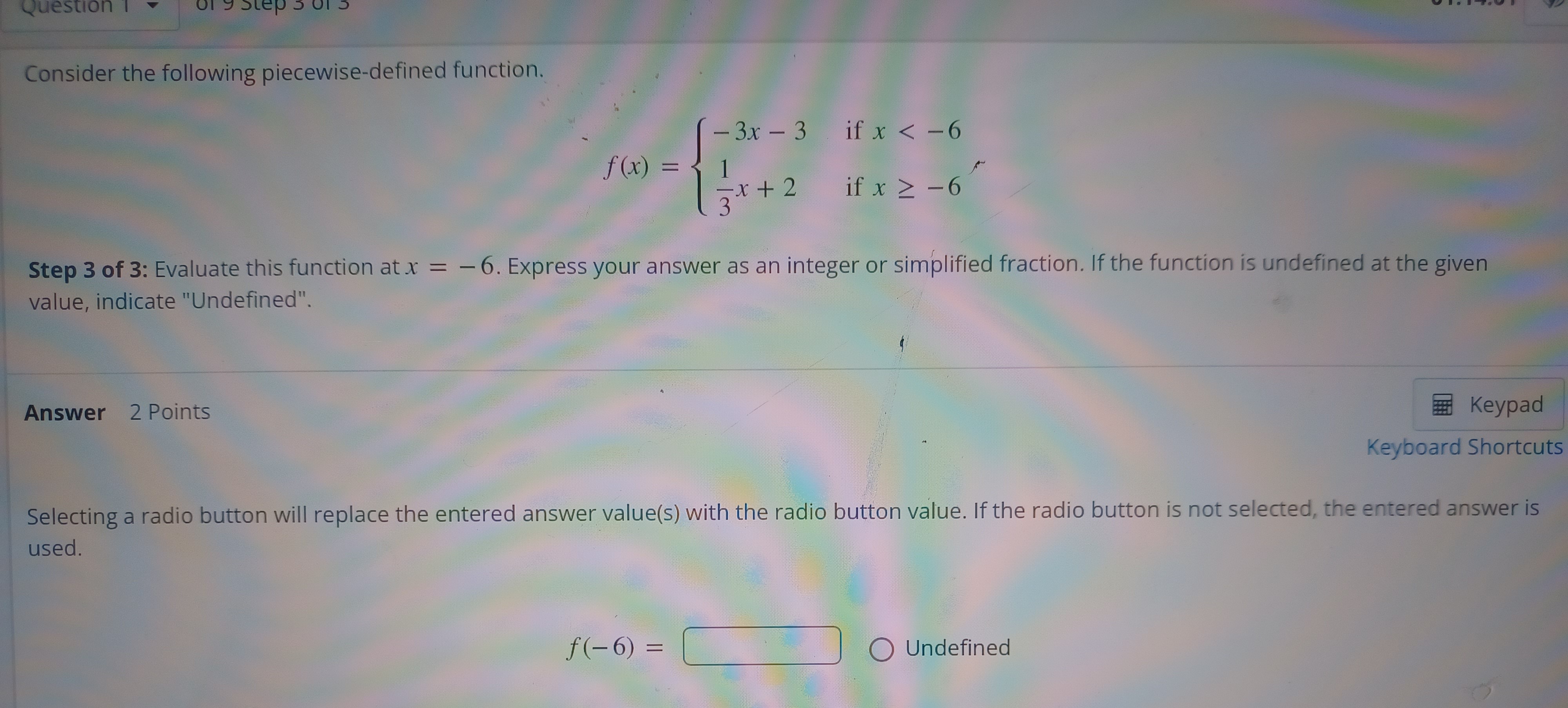 Solved Consider the following piecewise-defined function. | Chegg.com