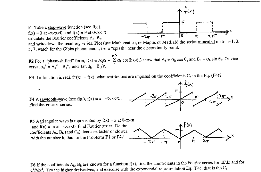 Solved fix) X F F1 'Take a step-wave function (see fig.), | Chegg.com