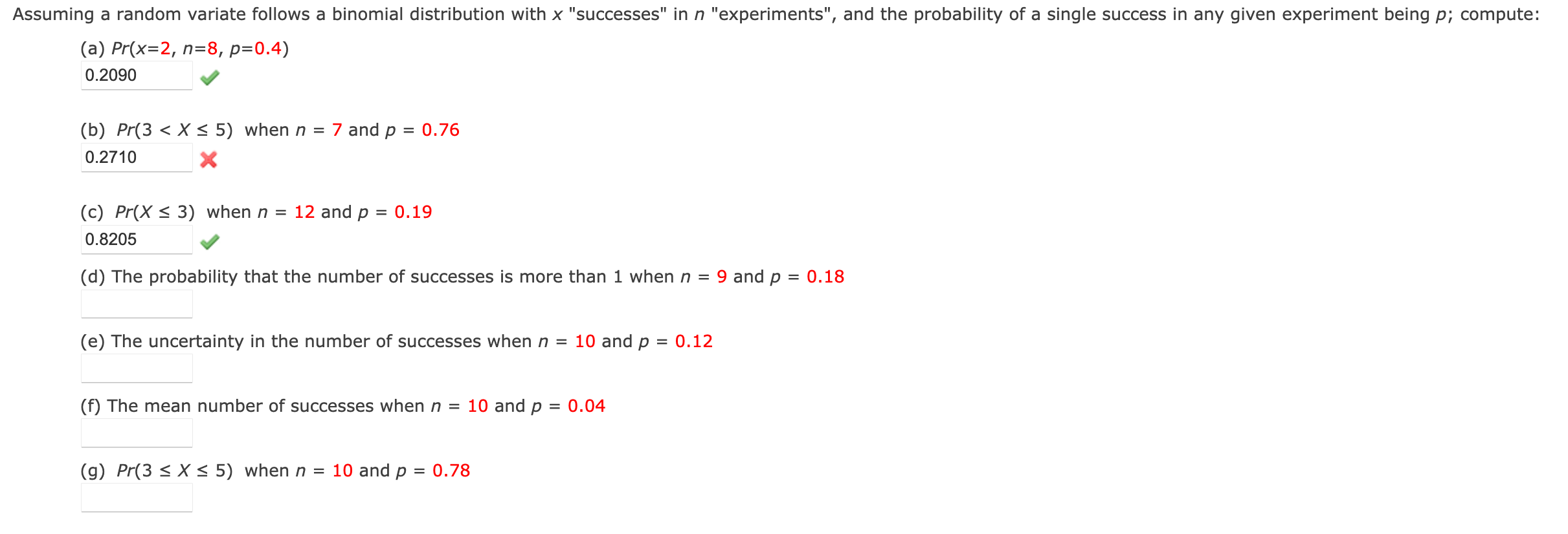 Solved Assuming a random variate follows a binomial | Chegg.com