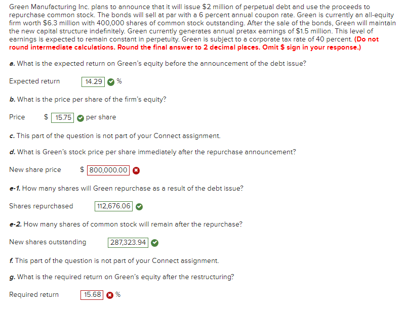 Solved Green Manufacturing Inc. plans to announce that it | Chegg.com