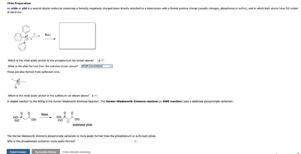 Solved Ylide Preparation An ylide or ylid is a neutral | Chegg.com