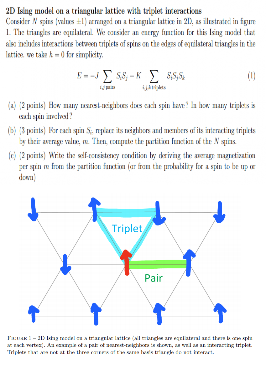 Solved 2D Ising model on a triangular lattice with triplet | Chegg.com