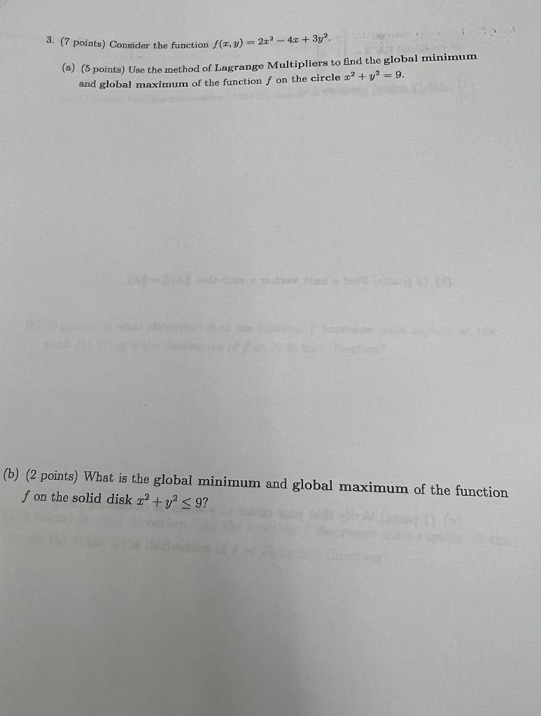 Solved 3. (7 points) Consider the function | Chegg.com