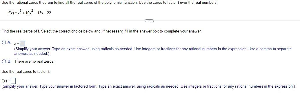 Solved Use the rational zeros theorem to find all the real | Chegg.com