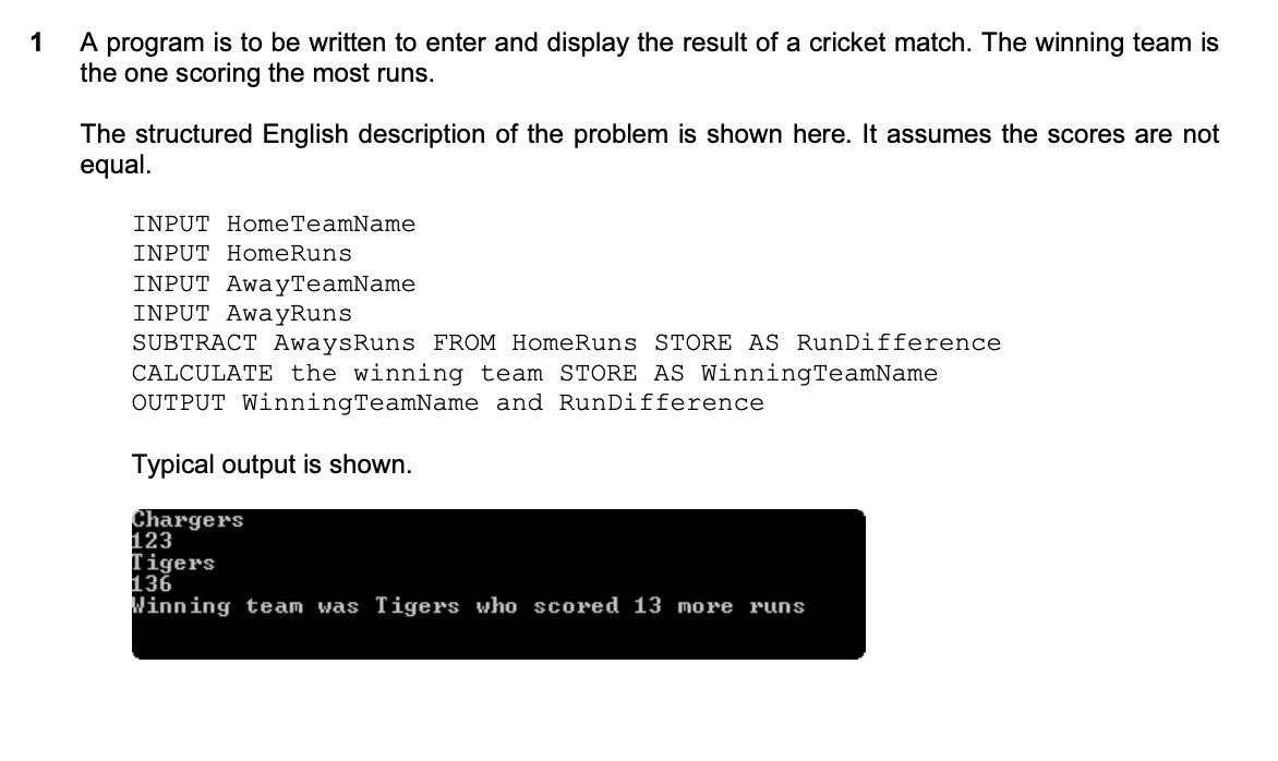 Solved 1 A program is to be written to enter and display the | Chegg.com