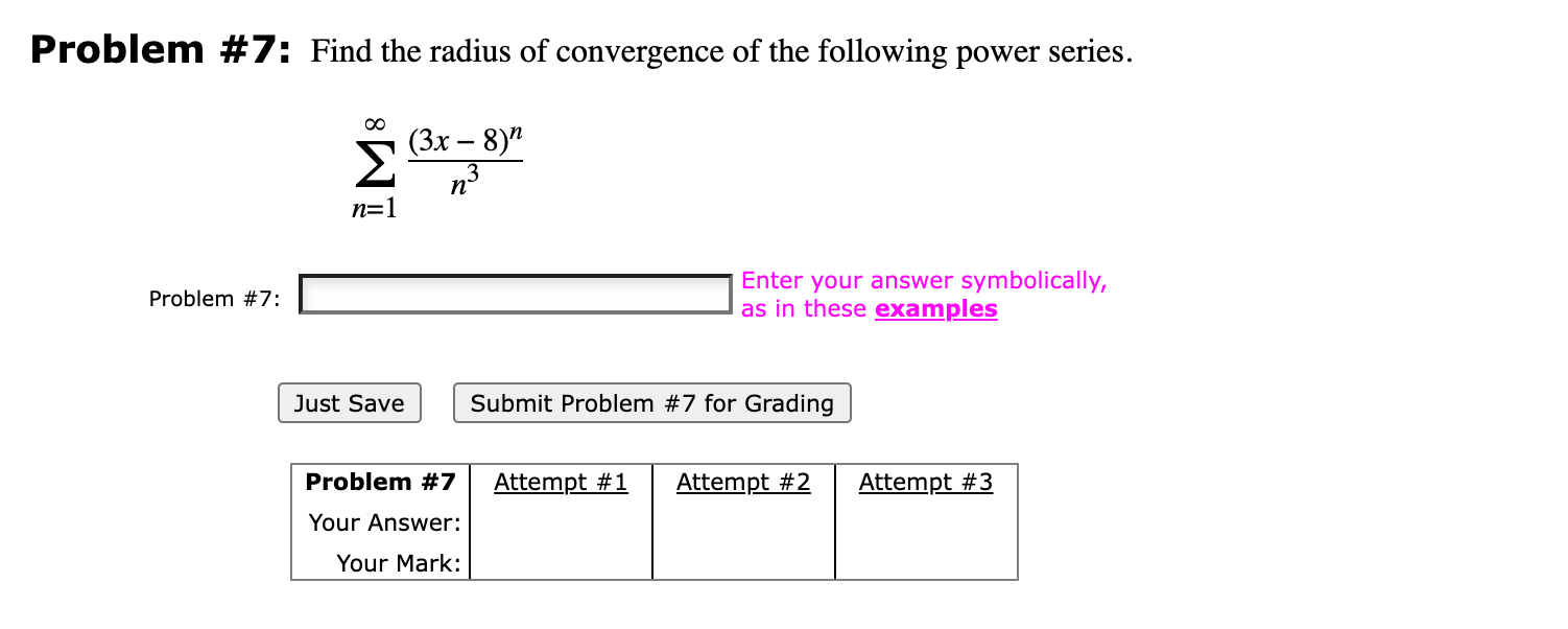 Problem #7: Find the radius of convergence of the | Chegg.com Problem #7: Find the radius of convergence of the | Chegg.com