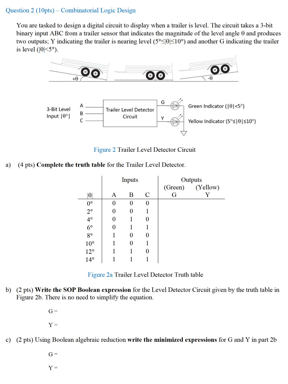 Solved Question 2 (10pts) - Combinatorial Logic Design You | Chegg.com