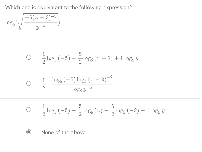 Solved Which one is equivalent to the following expression? | Chegg.com