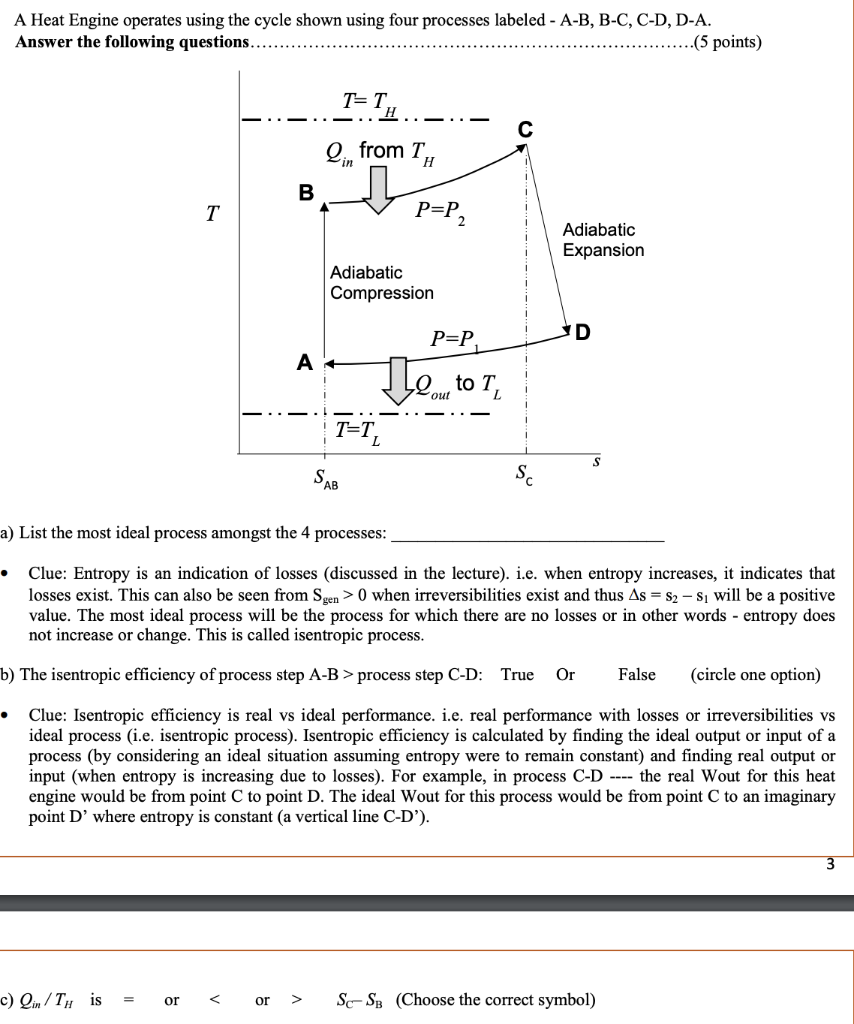 Solved A Heat Engine operates using the cycle shown using | Chegg.com