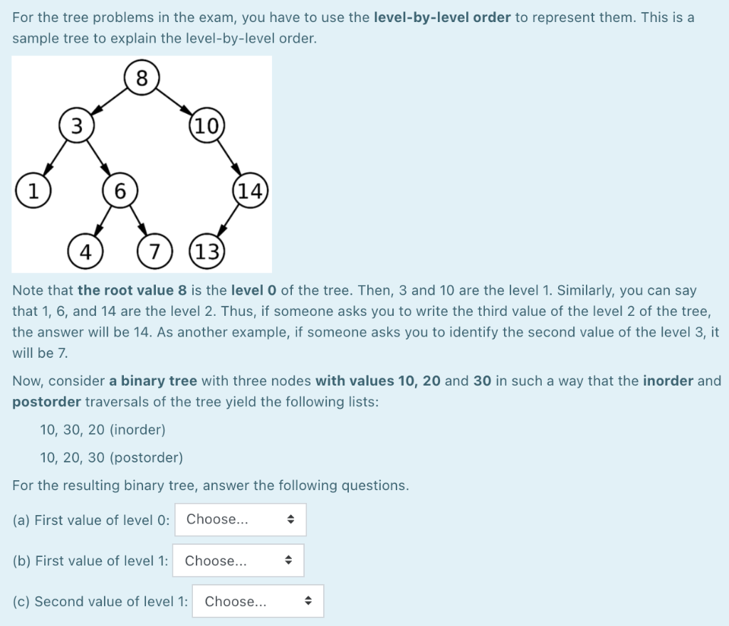 Solved For the tree problems in the exam, you have to use | Chegg.com