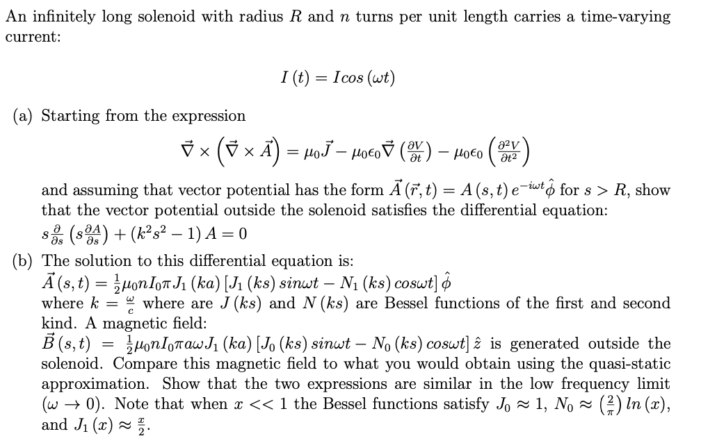 An infinitely long solenoid with radius R and n turns | Chegg.com