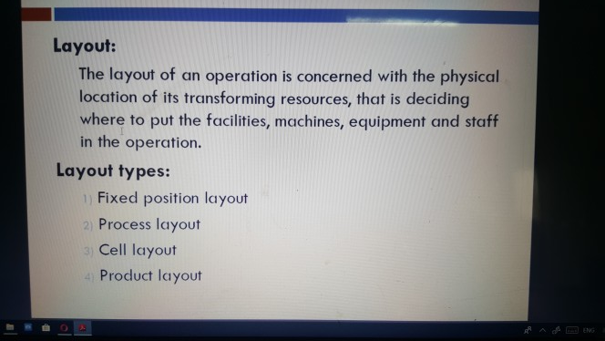 Solved Layout: The layout of an operation is concerned with | Chegg.com