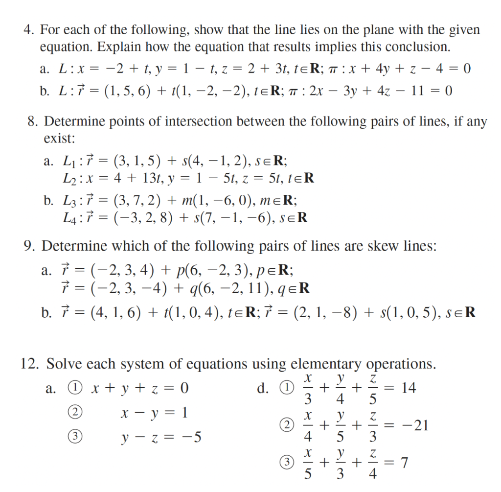 Solved 4. For each of the following, show that the line lies | Chegg.com