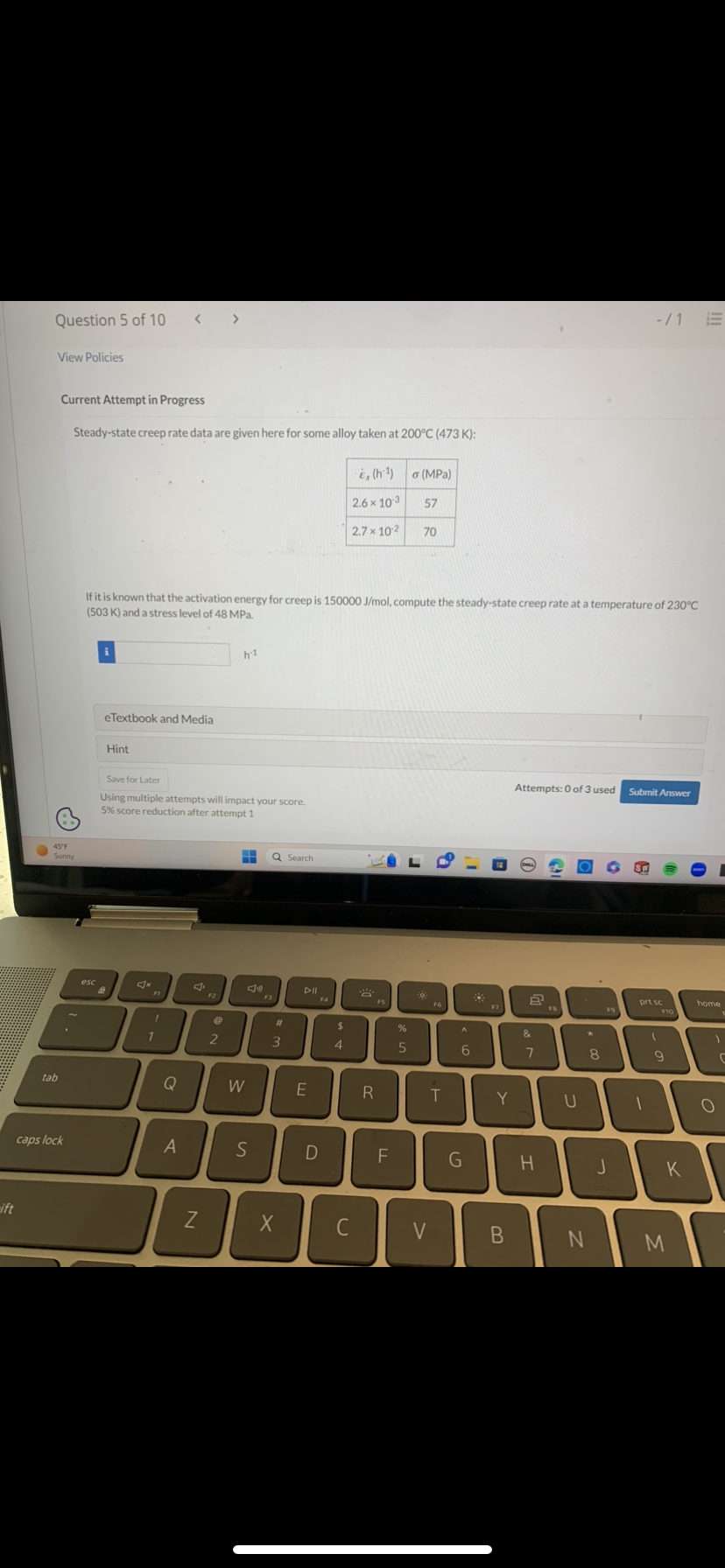 Solved Steady-state creep rate data are given here for some | Chegg.com
