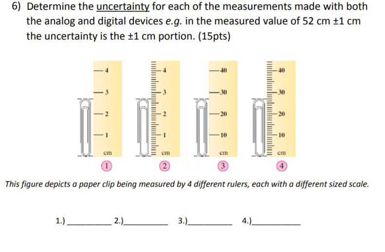 Solved Determine the uncertainty for each of the | Chegg.com