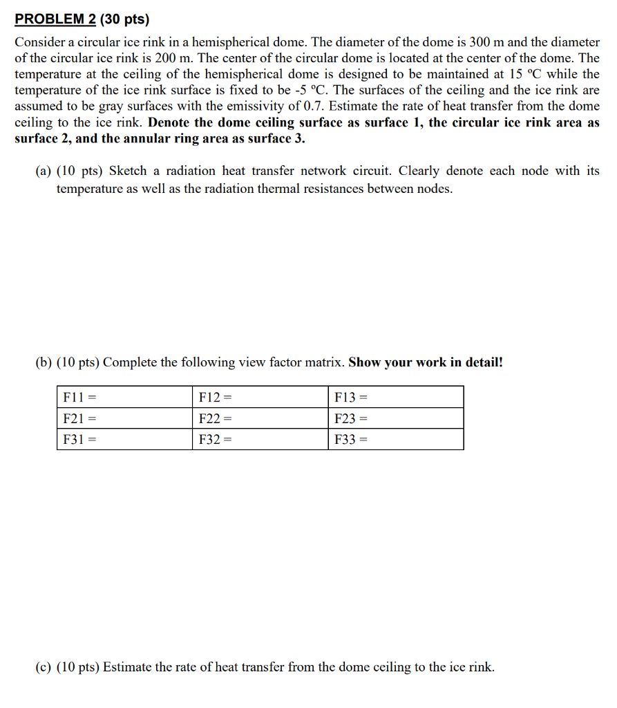 Solved PROBLEM 2 (30 pts) Consider a circular ice rink in a | Chegg.com