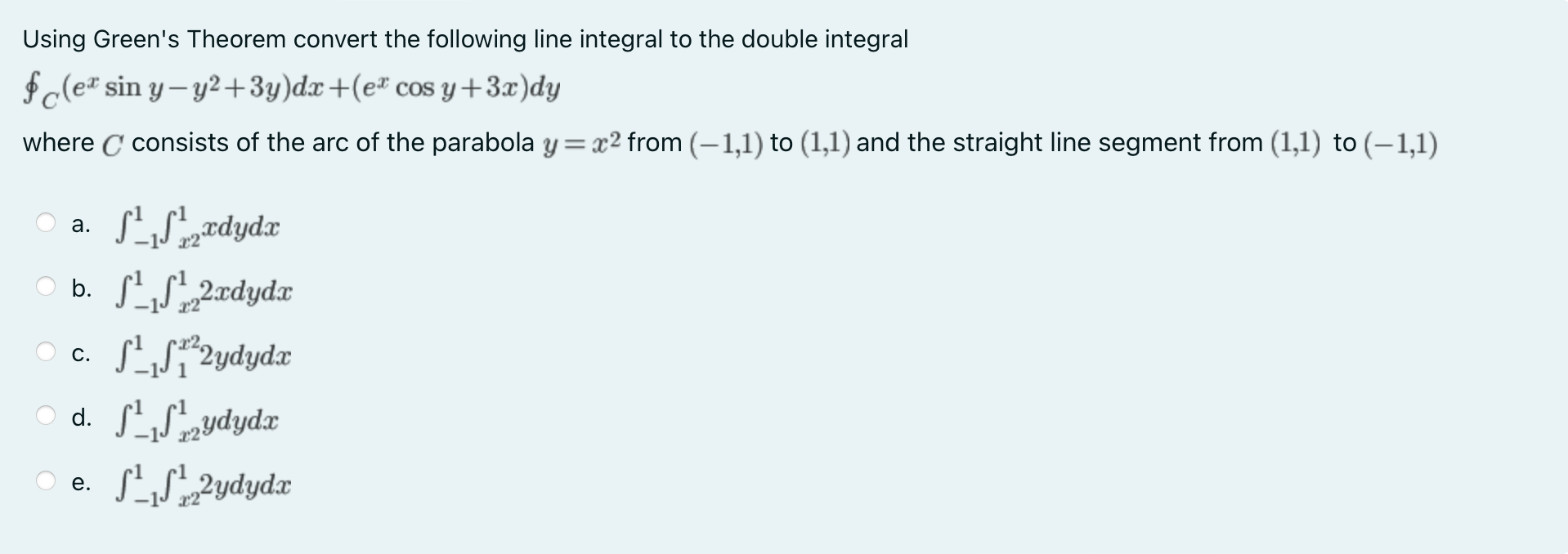 Solved Using Green's Theorem convert the following line | Chegg.com