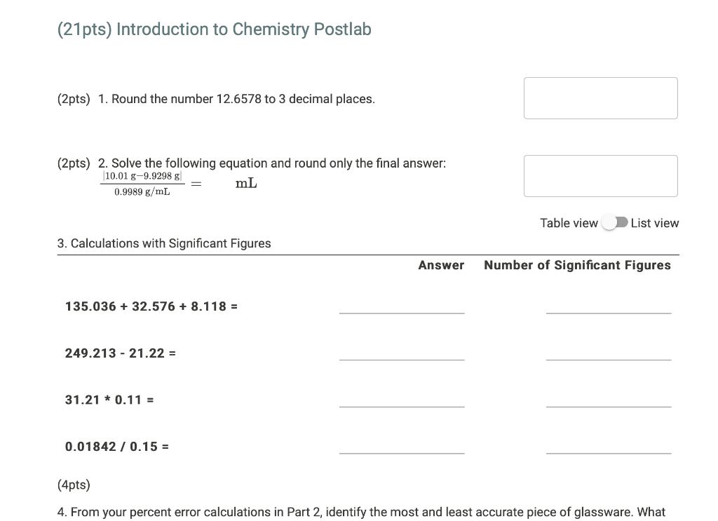 Solved olume experimental , ML – russ, 9) density, 9m) Table | Chegg.com