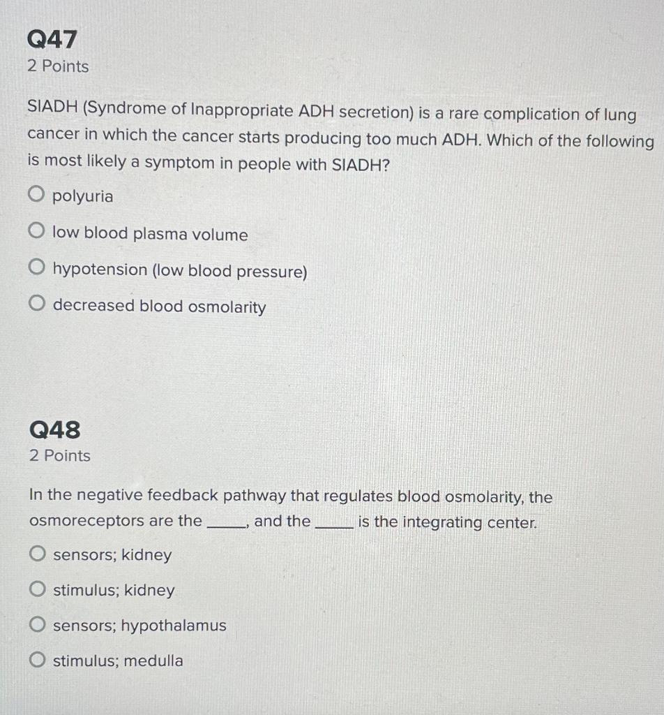 Solved SIADH (Syndrome of Inappropriate ADH secretion) is a | Chegg.com