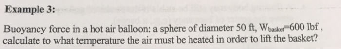 Solved Example 3: Buoyancy force in a hot air balloon: a | Chegg.com
