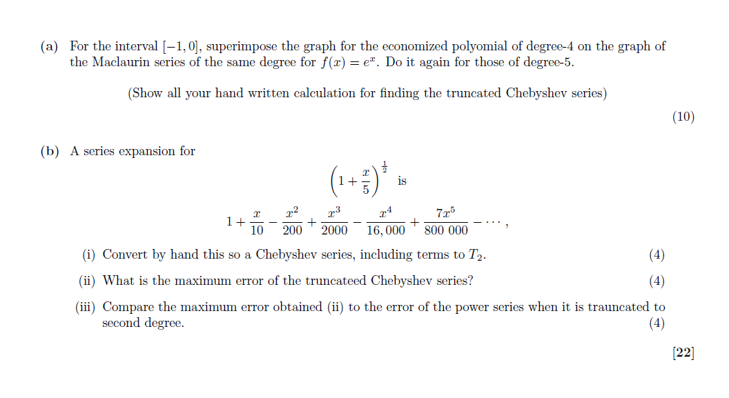 Solved (a) ﻿For the interval -1,0, ﻿superimpose the graph | Chegg.com
