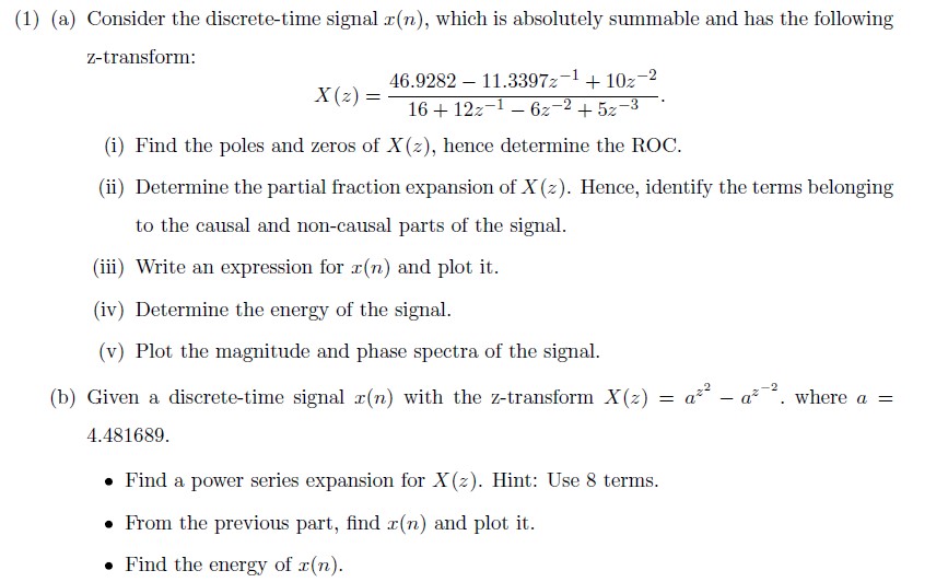 Solved (a) Consider the discrete-time signal x(n), which is | Chegg.com