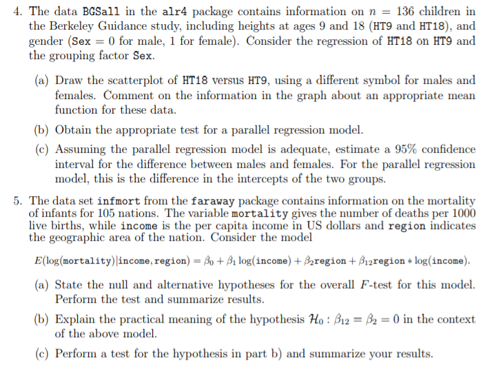 4. The data BGSall in the alr4 package contains | Chegg.com
