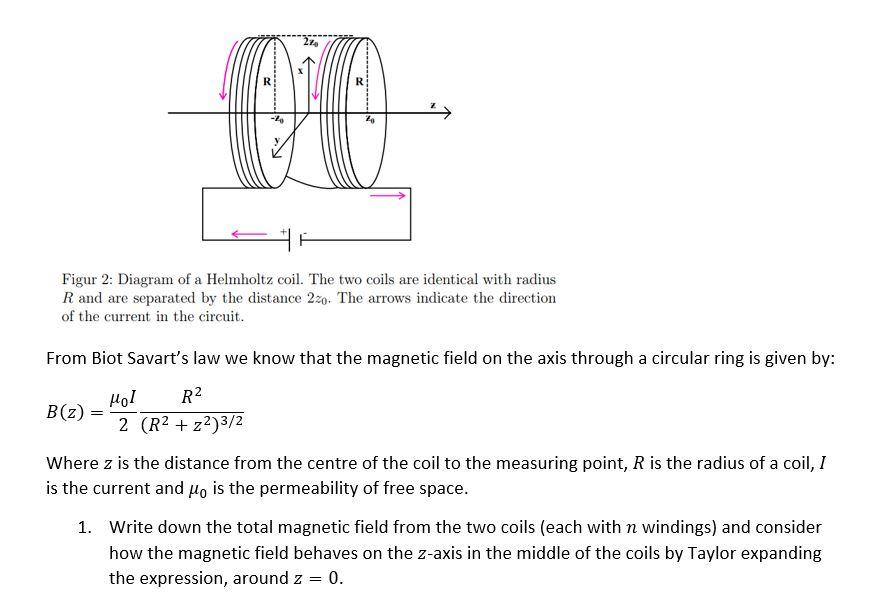 Solved 2% -20 Zo Figur 2: Diagram of a Helmholtz coil. The | Chegg.com