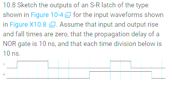 Solved 10.8 Sketch the outputs of an S-R latch of the type | Chegg.com