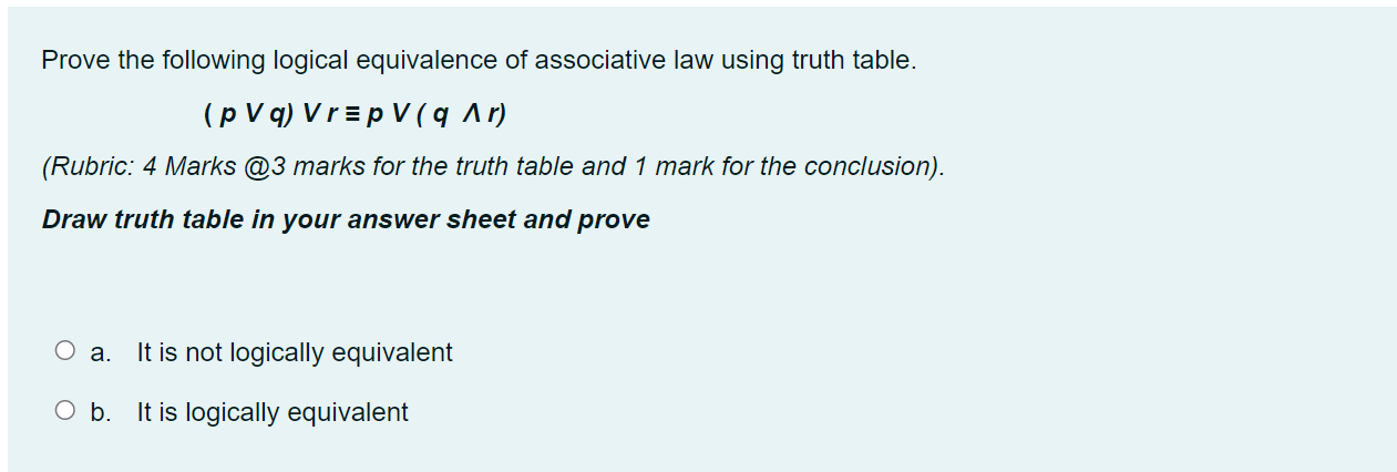 Solved Prove the following logical equivalence of | Chegg.com