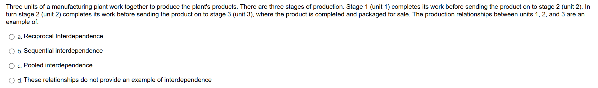 Solved example of: a. Reciprocal Interdependence b. | Chegg.com