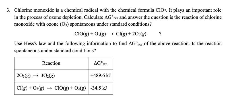 Solved Chlorine monoxide is a chemical radical with the | Chegg.com